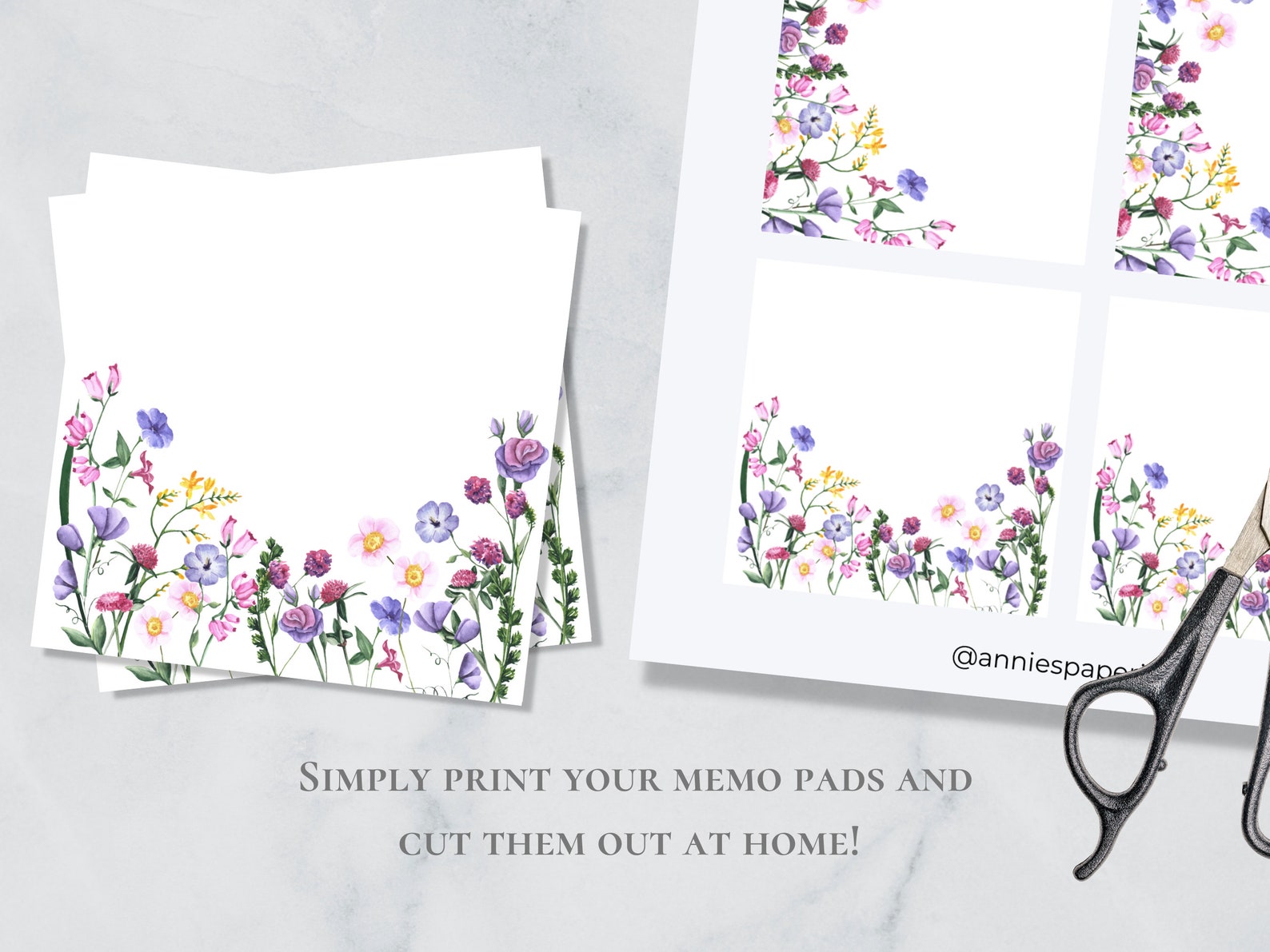 Spring Garden Printable Memo Pad Nature Memo Set Watercolor Botanical ...