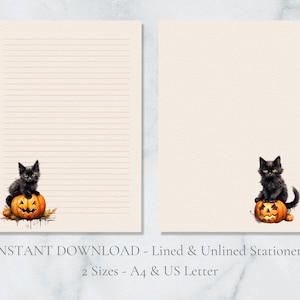 Halloween Cat Printable Stationery Jack O Lantern Planner Insert Letter ...