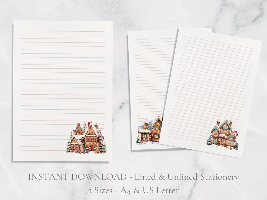 Gingerbread House Printable Stationery Christmas Stationary Winter ...