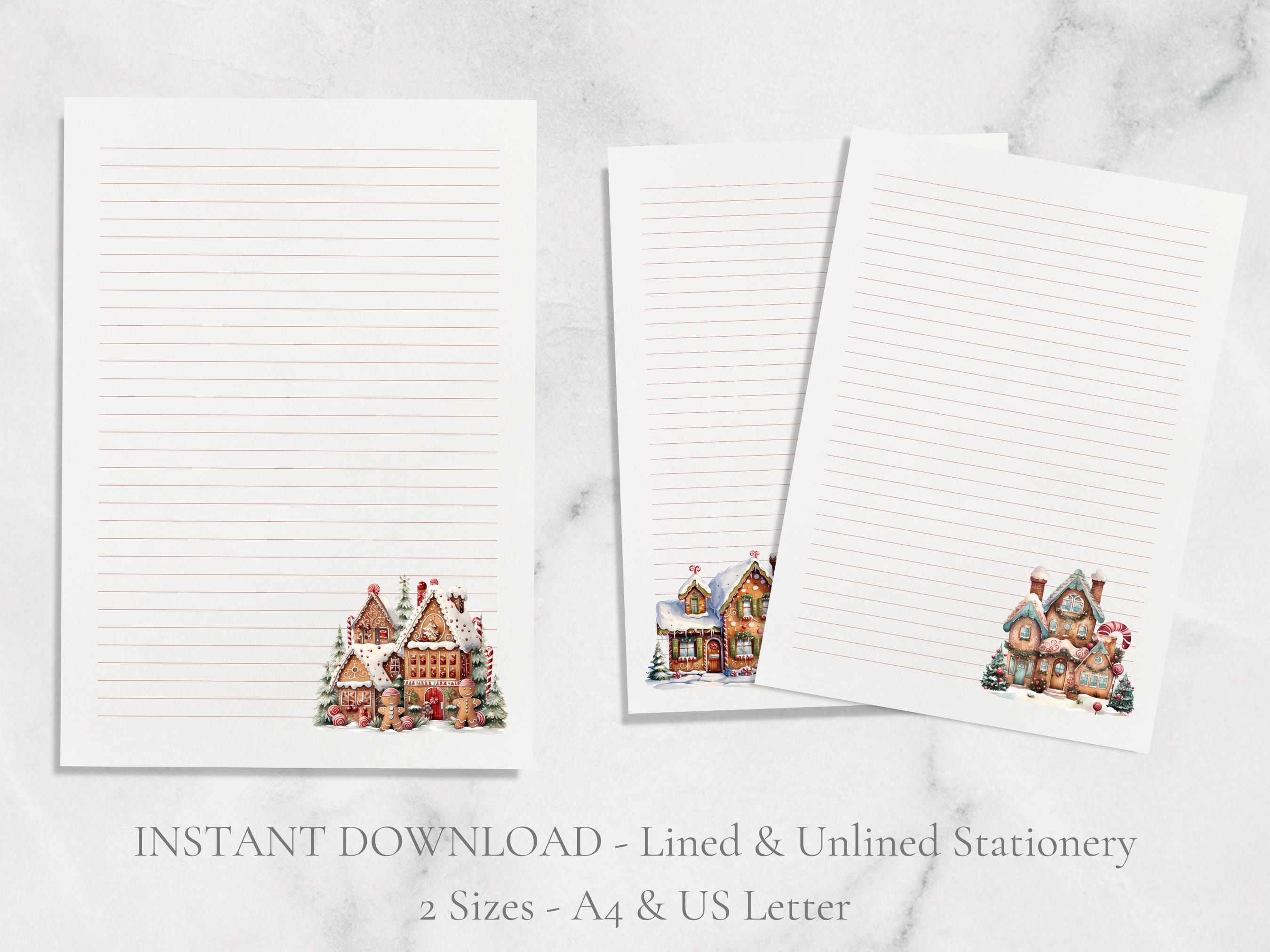 Gingerbread House Printable Stationery Christmas Stationary Winter ...