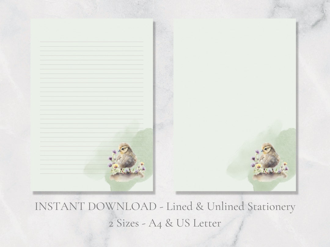 Easter Chick Flowers Printable Stationery Spring Stationary Nature ...