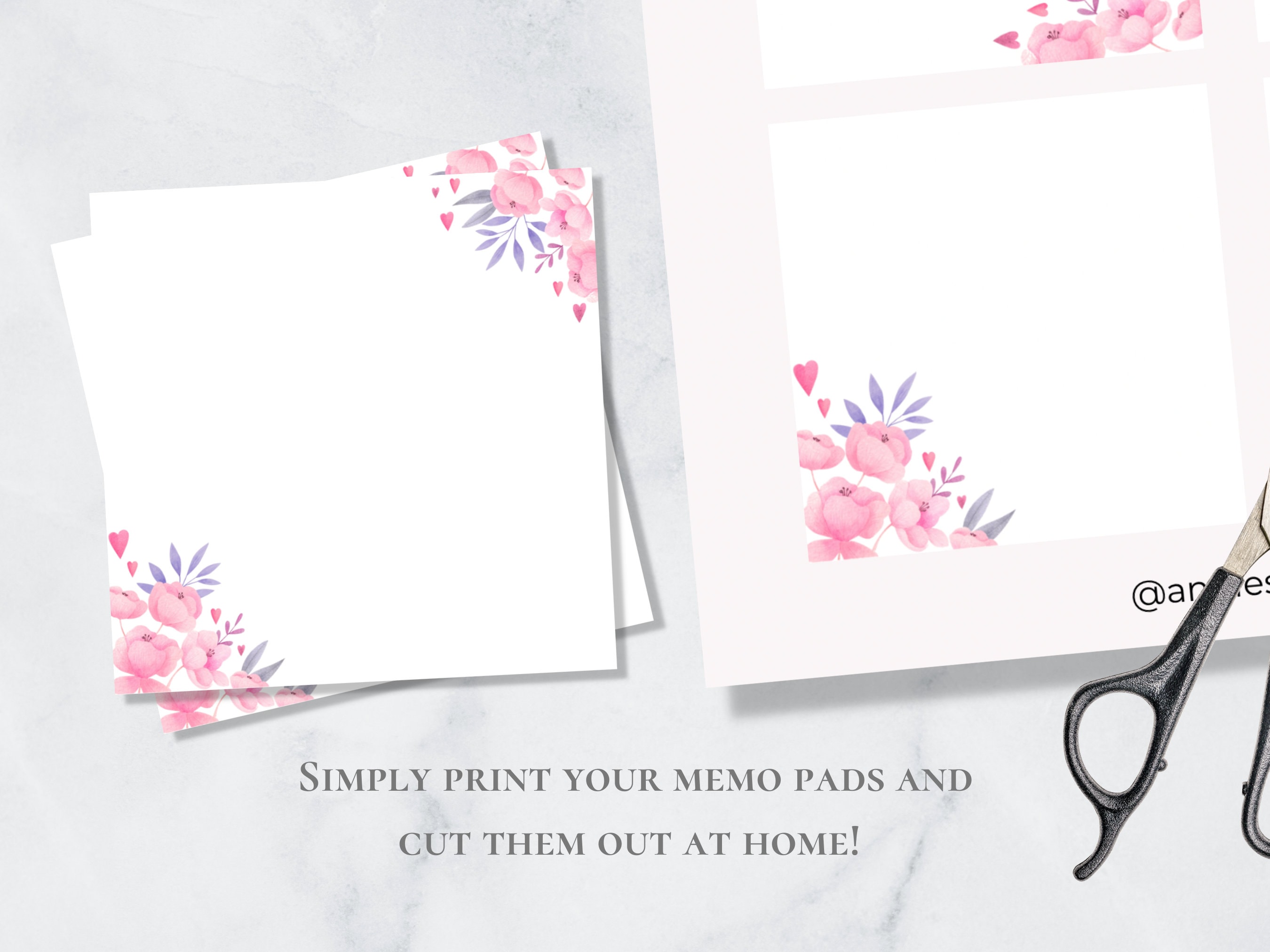 Rose Heart Printable Memo Pad Valentines Memo Set Cute Note - Etsy