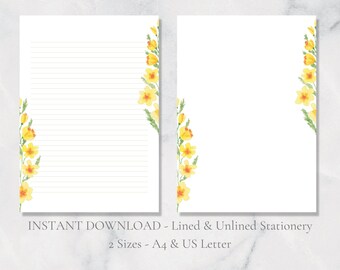Printable Stationery A4 Writing Paper Spring Flowers - Etsy