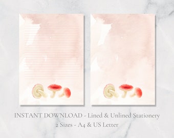 Toadstool Mushroom Printable Stationery Woodland Writing Paper Autumn ...