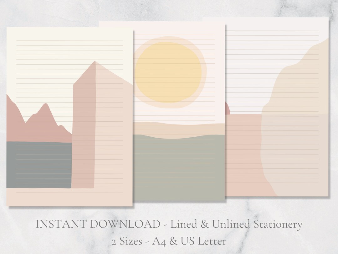 Abstract Minimalist Printable Stationery Paper Desert Writing Paper ...