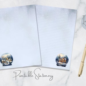 Snow Globe Printable Stationery Village Stationary Festive Letter ...