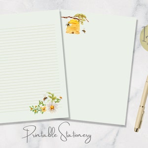 Beehive Printable Stationery Daisy Printable Stationary Paper Floral ...