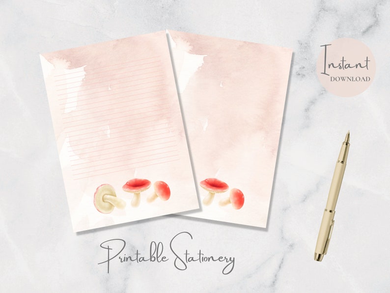 Toadstool Mushroom Printable Stationery Woodland Writing Paper - Etsy