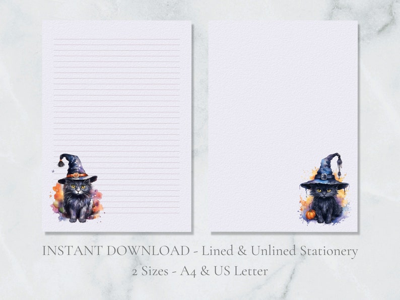 Witches Cat Printable Stationery Stationary Halloween Writing Paper ...