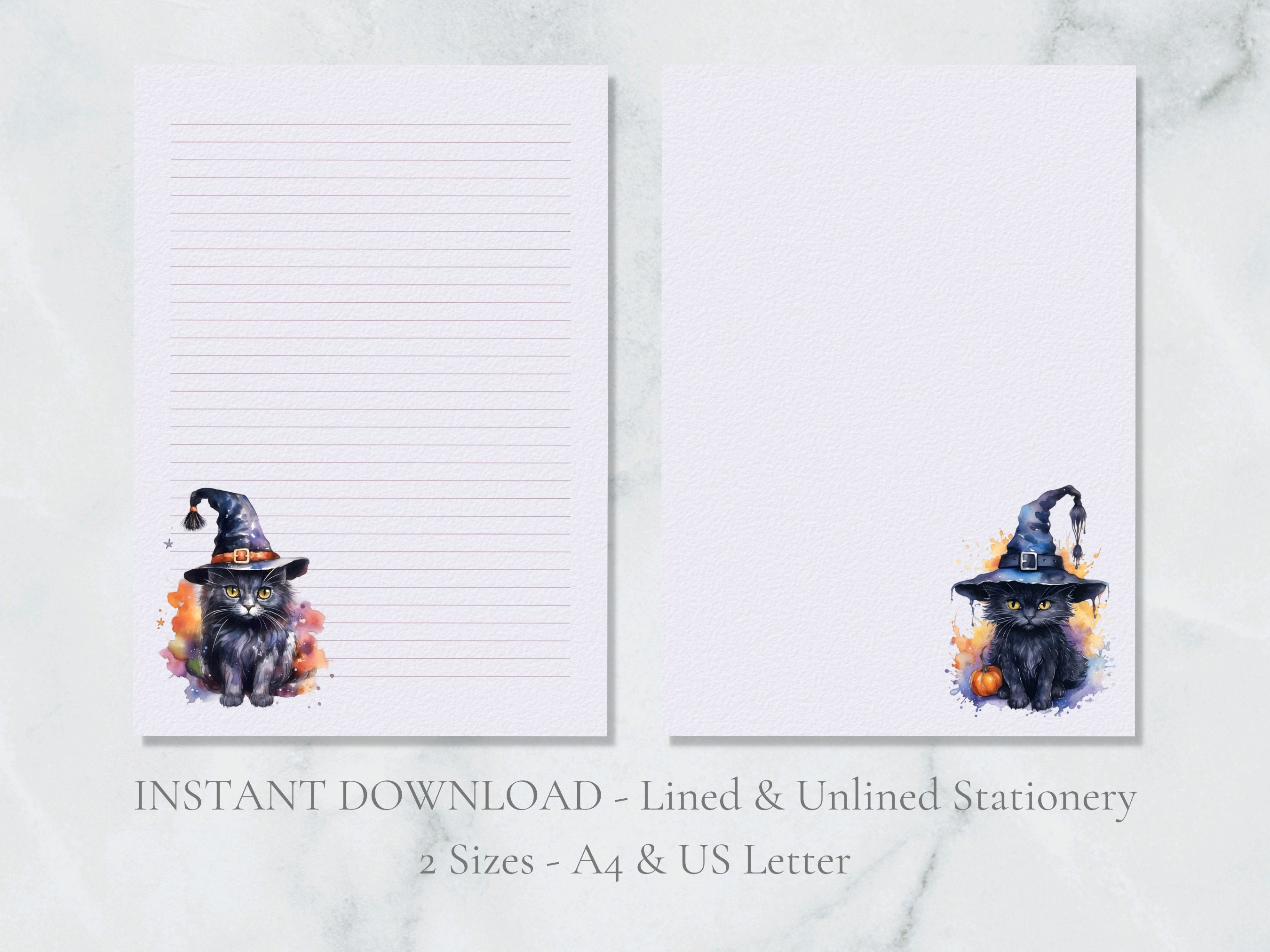 Witches Cat Printable Stationery Stationary Halloween Writing Paper ...