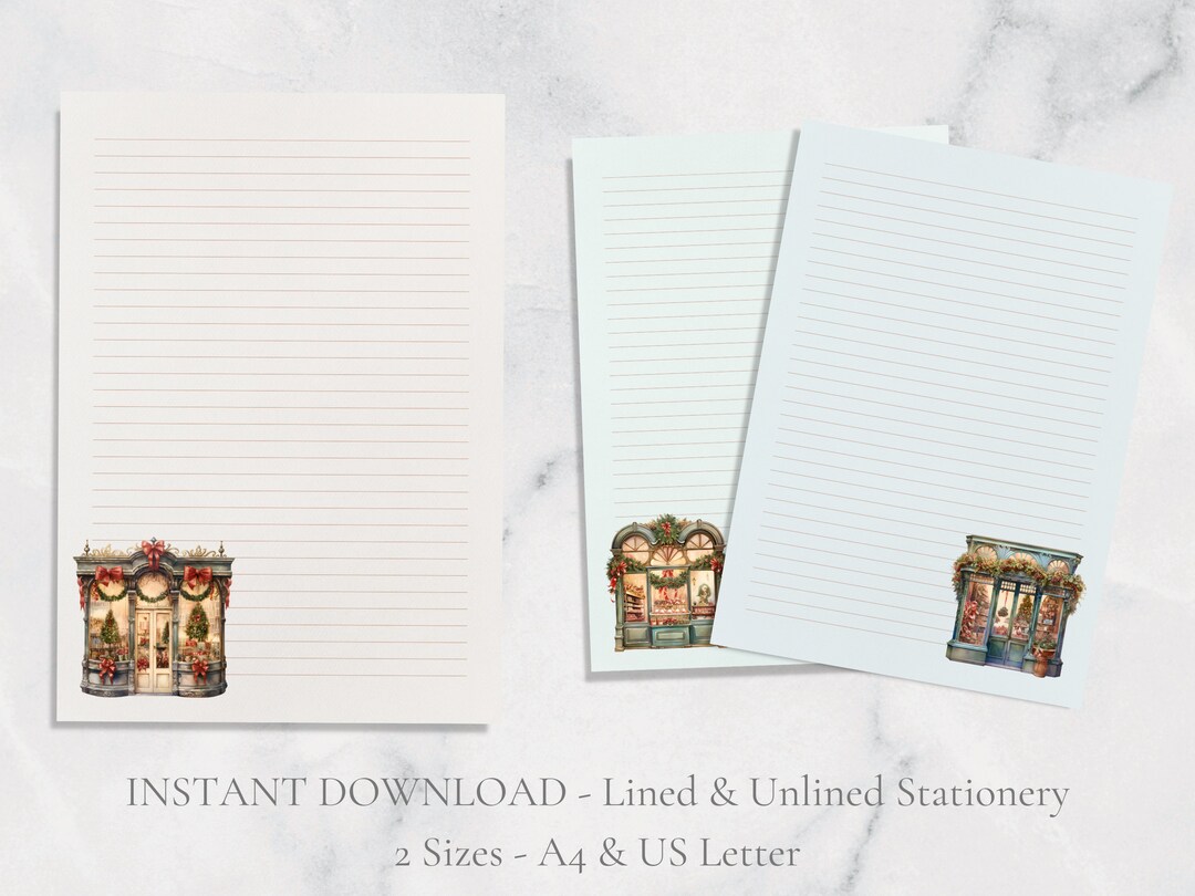 Christmas Window Printable Stationery Festive Stationary Winter Letter ...