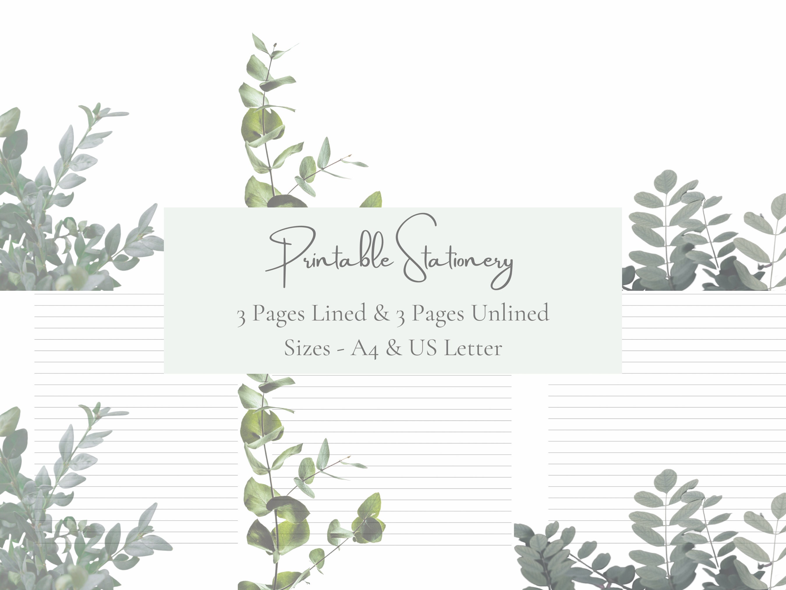 Leaves Printable Stationery Leaf Printable Stationary Paper - Etsy