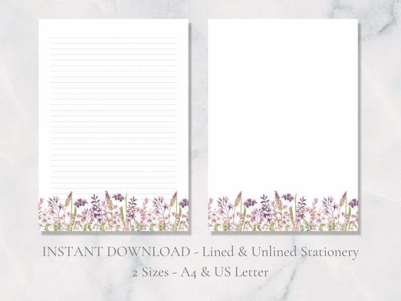 Hedgerow Printable Stationery Floral Border Stationary Nature Writing ...