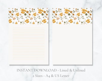 Floral Hummingbird Printable Stationery Magnolia Printable Stationary ...