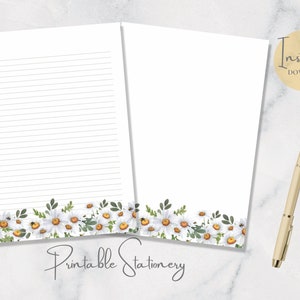 Daisy & Bee Printable Stationery Flower Stationary Floral Writing Paper ...