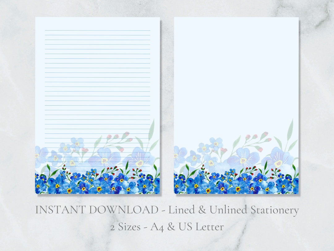 Forget Me Not’s Printable Stationery Floral Stationary Botanical ...