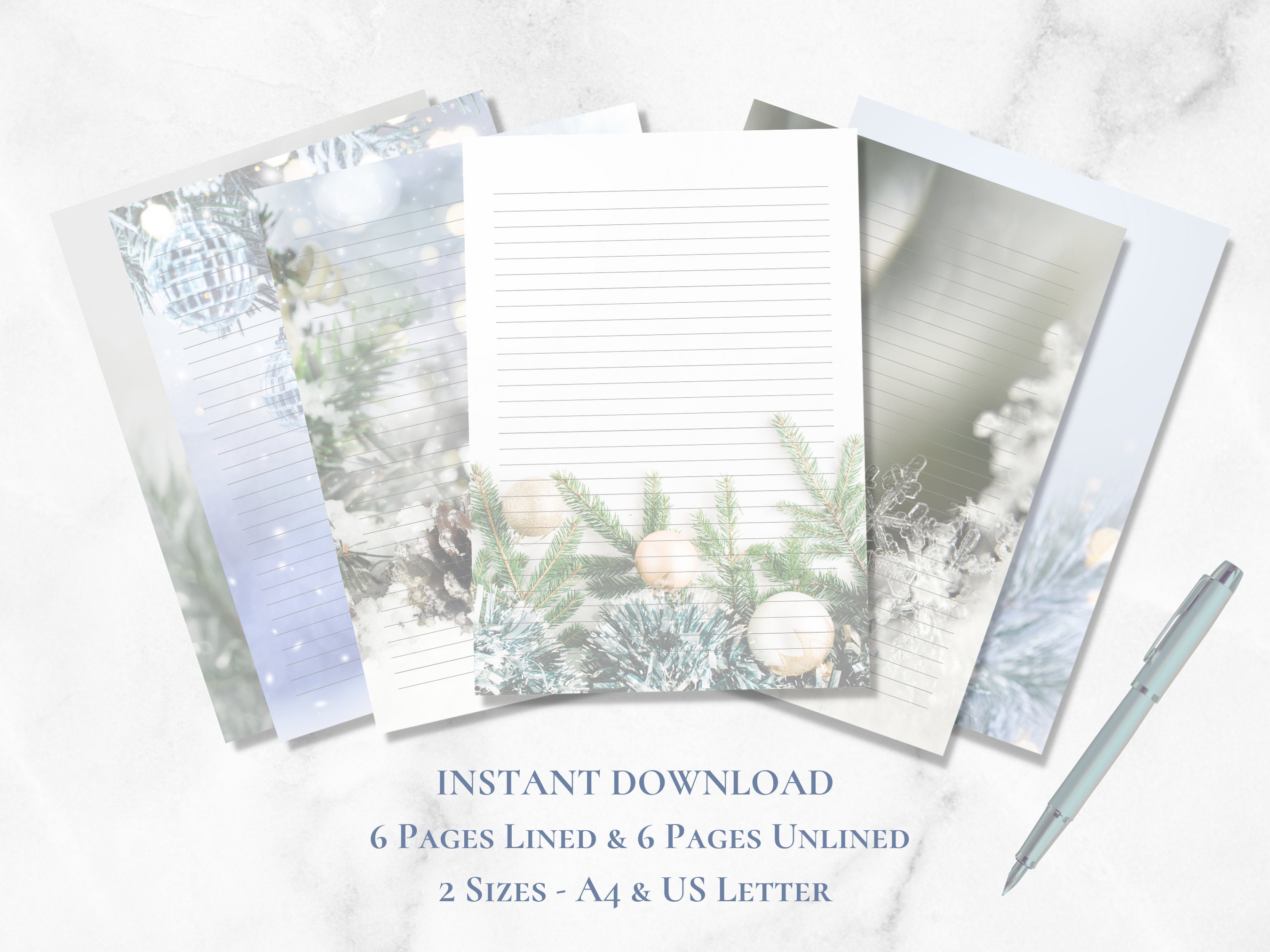 BUNDLE Christmas Stationery Printable Holiday Stationary Paper Festive ...