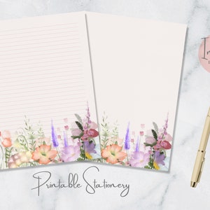 Flower Garden Printable Stationery Floral Stationary Nature Writing ...