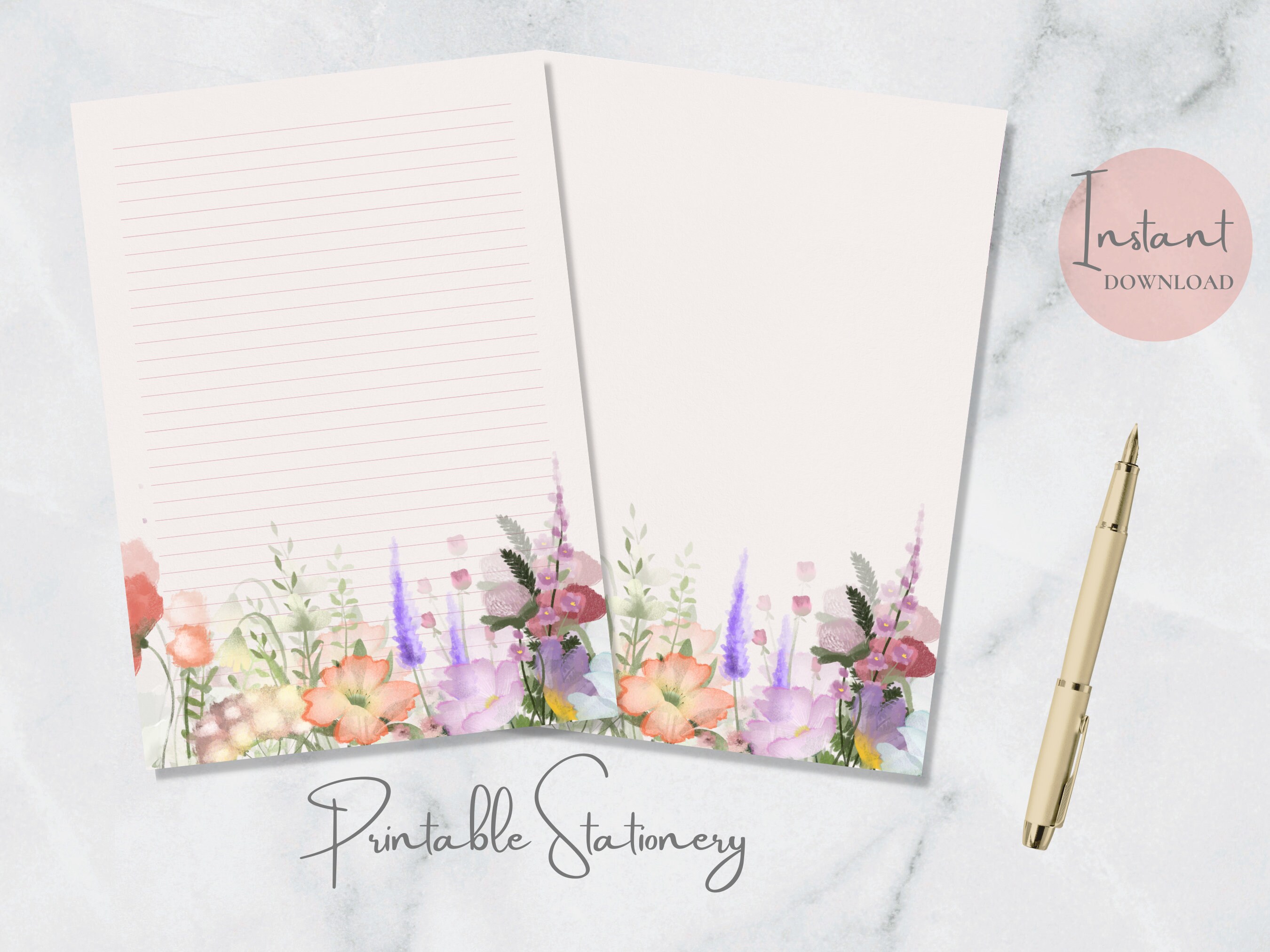 Flower Garden Printable Stationery Floral Stationary Nature Writing ...