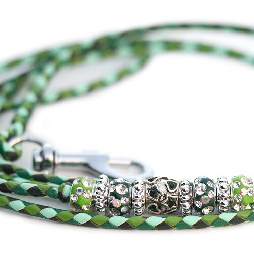 Kangaroo Leather Black & Turquoise Dog Show Lead - Etsy