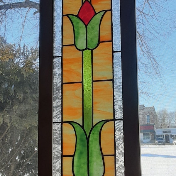 Stained Glass Window Panel With Tulip - Etsy