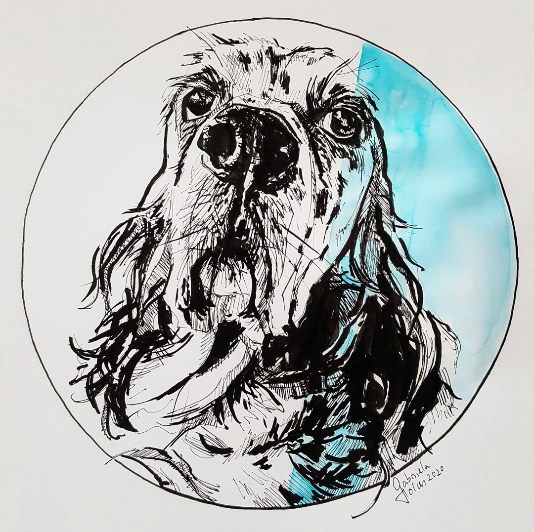 Custom Dog Portrait, Hand Drawn Dog Portrait, Custom Dog Drawing ...