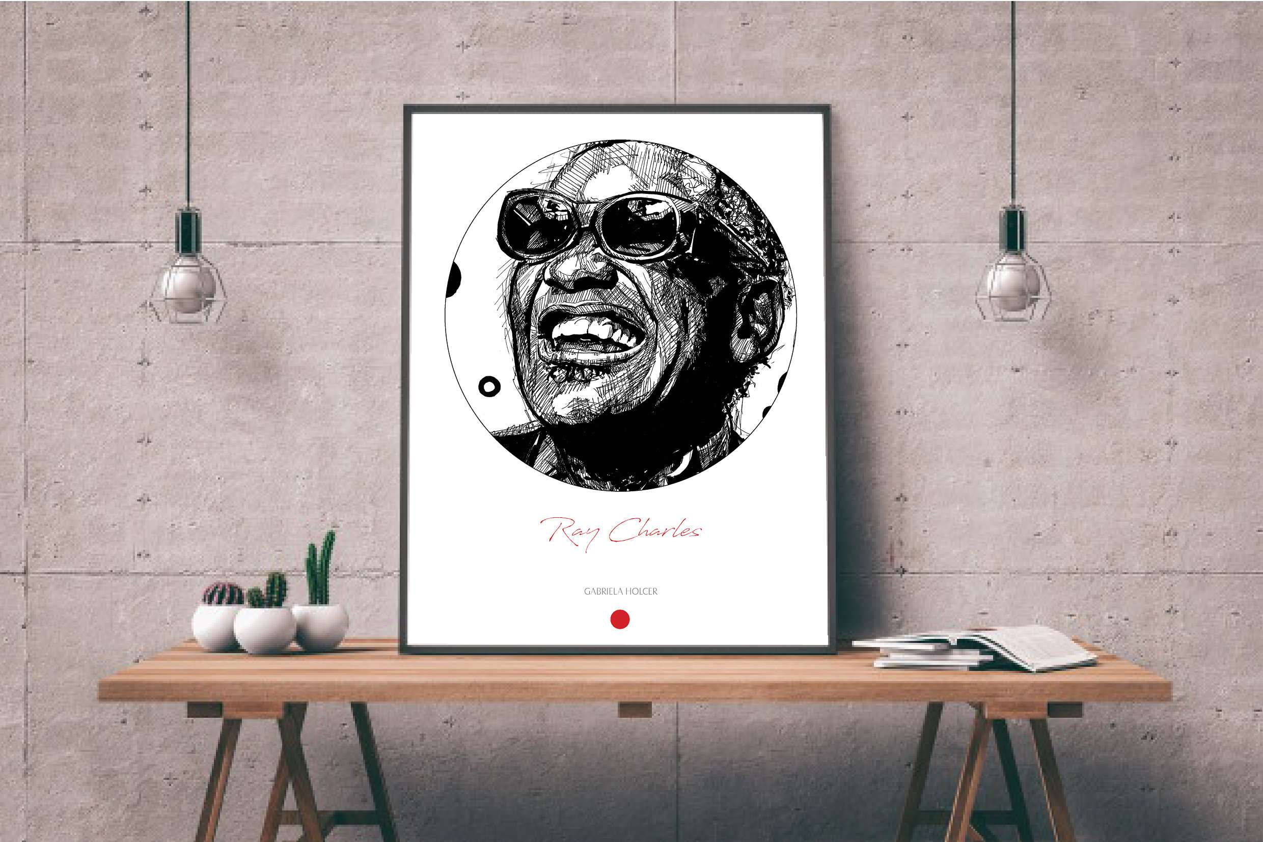 Ray Charles Drawing, Singer Face Drawing, Wall Art Print Poster ...