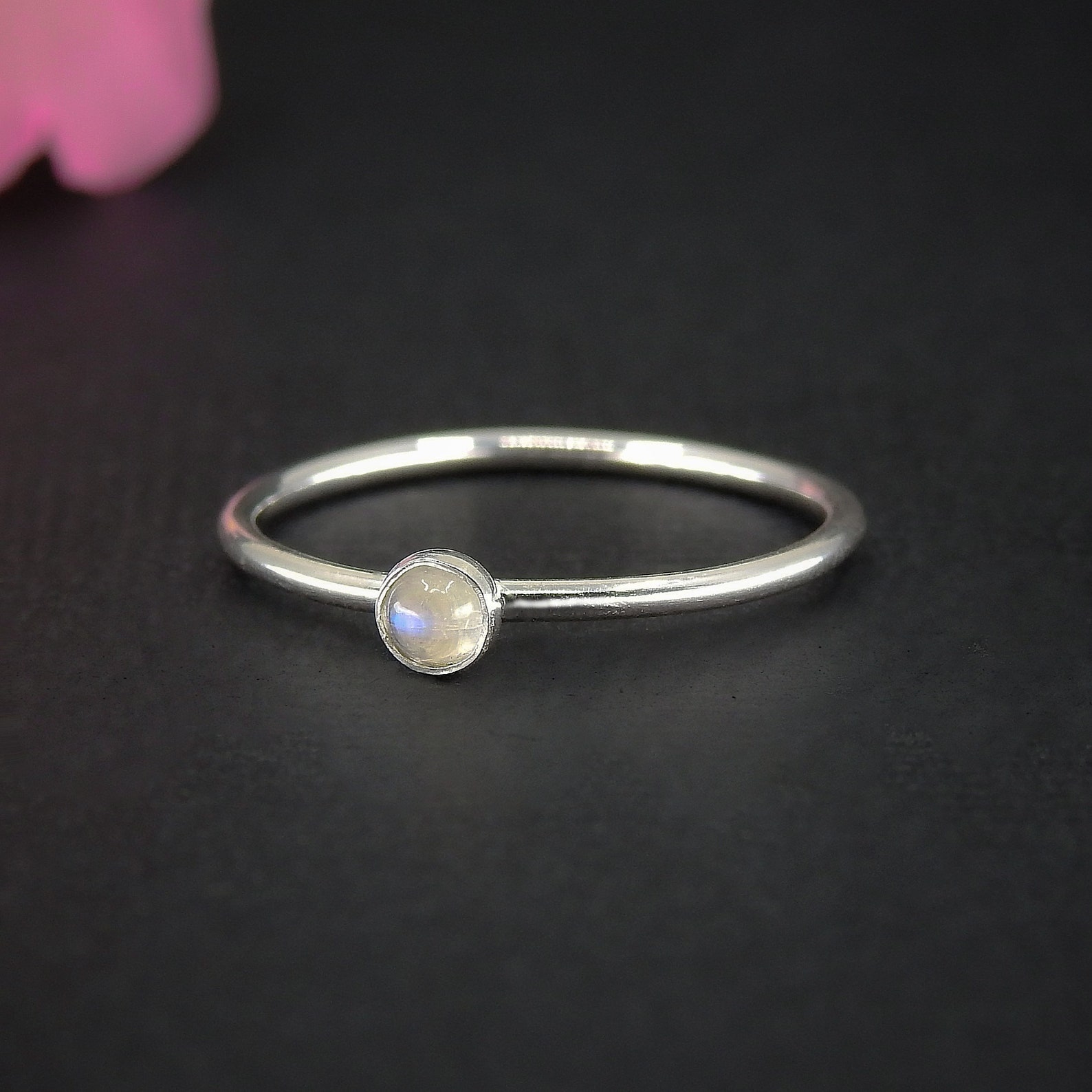 Dainty Moonstone Ring - Made to Order - Sterling Silver - Little ...