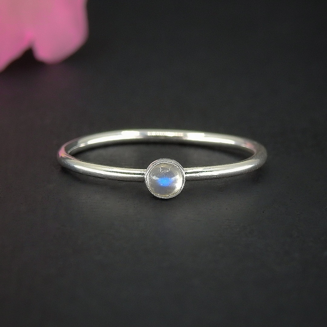 Dainty Moonstone Ring - Made to Order - Sterling Silver - Little ...