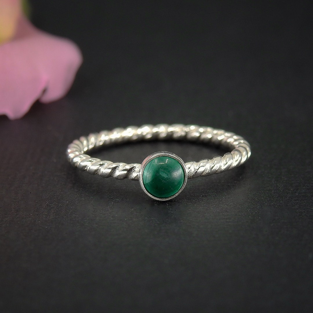 Malachite Twist Ring - Made to Order - Sterling Silver - Dainty ...
