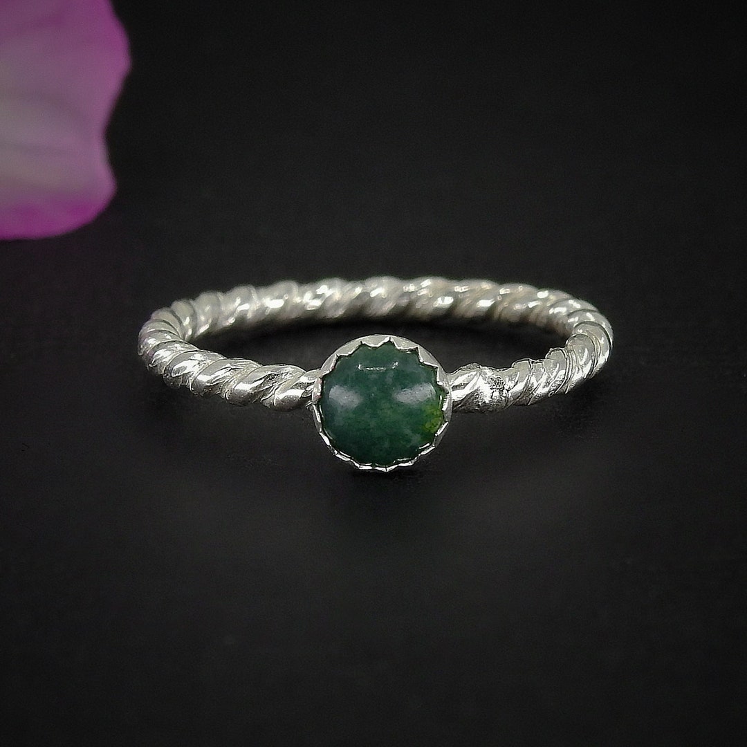 Moss Agate Twist Ring - Made to Order - Sterling Silver - Moss Agate ...