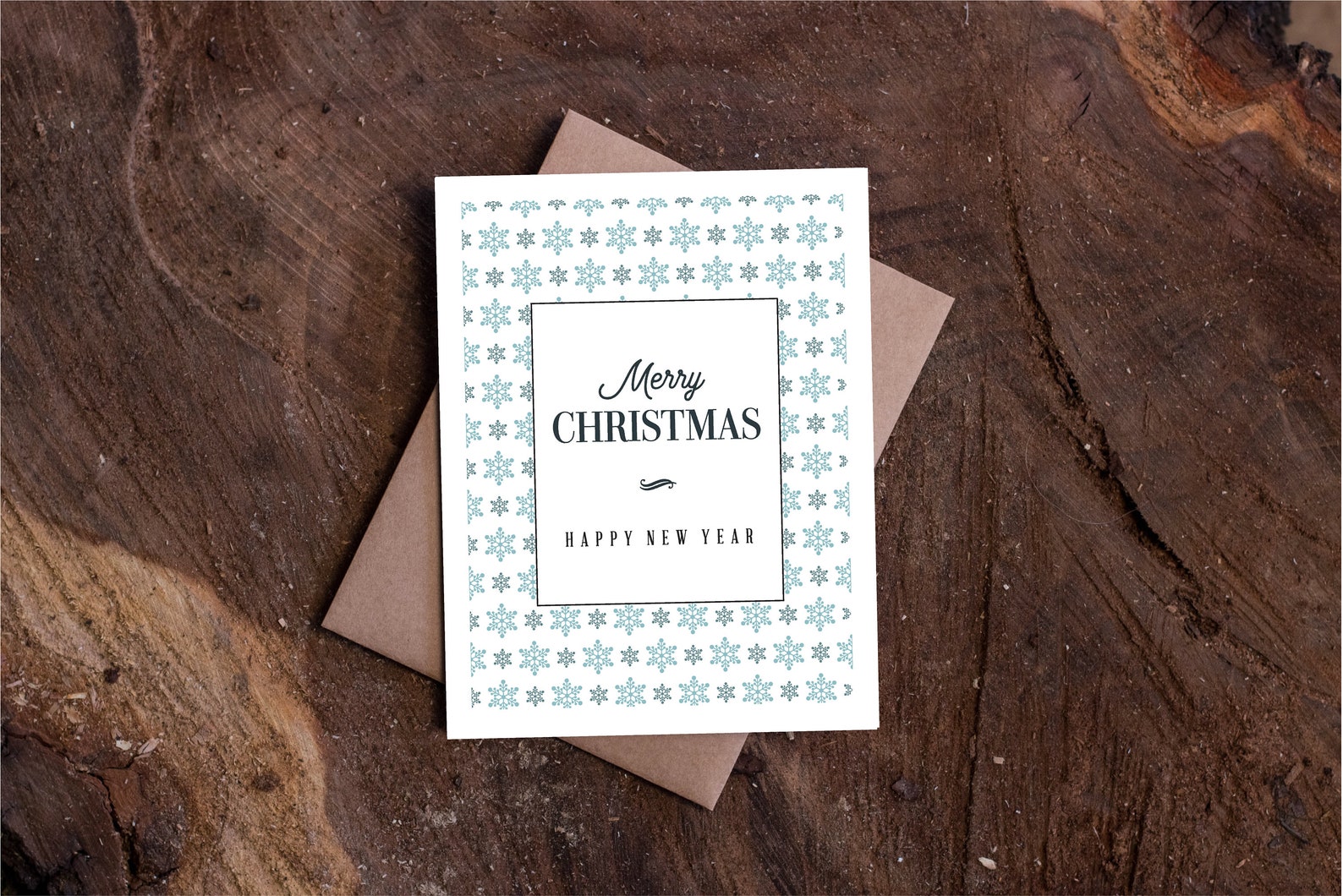 Merry Christmas Snowy Background Card Set - Etsy