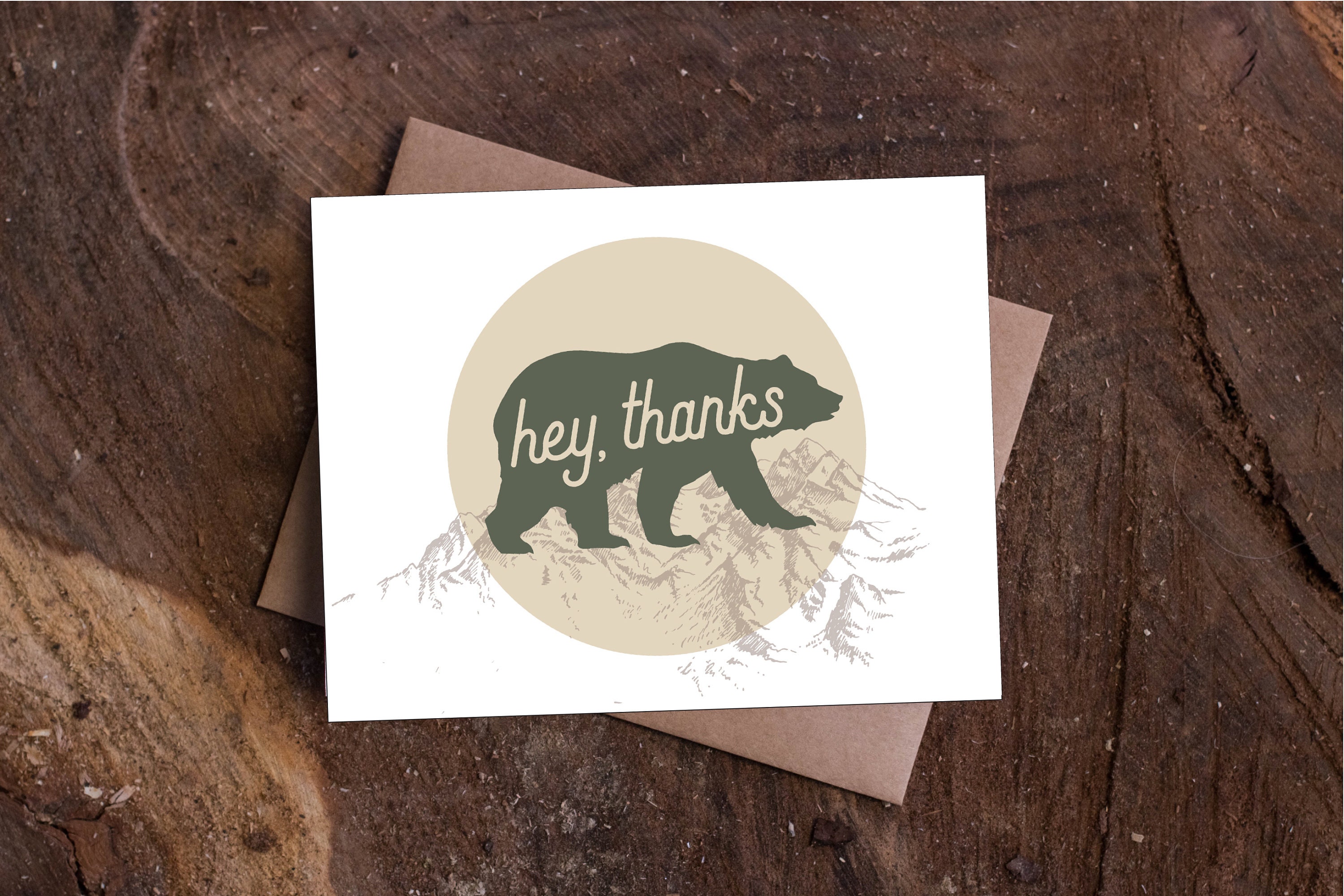 Hey, Thanks - Bear Themed Card Thank You Card - Etsy