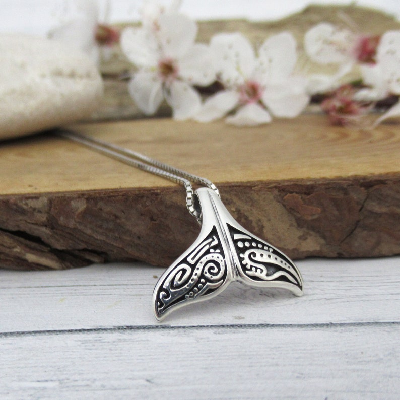 Whale Tail Pendant in Sterling Silver Tribal Inspired Whale - Etsy