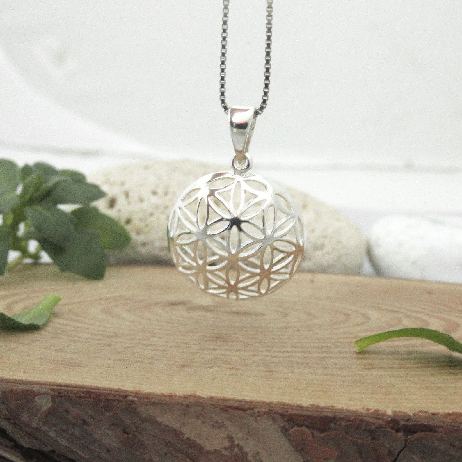 Flower of life pendant Round sacred geometry necklace | Etsy