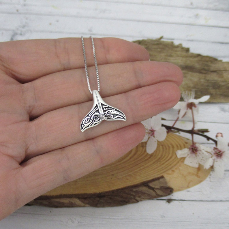 Whale Tail Pendant in Sterling Silver Tribal Inspired Whale - Etsy