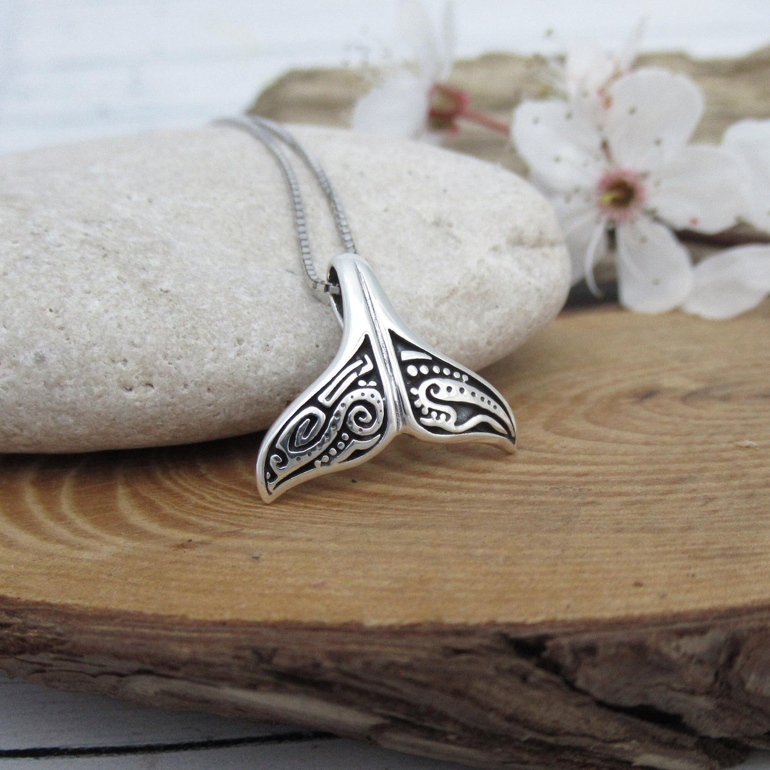 Whale Tail Pendant in Sterling Silver Tribal Inspired Whale - Etsy
