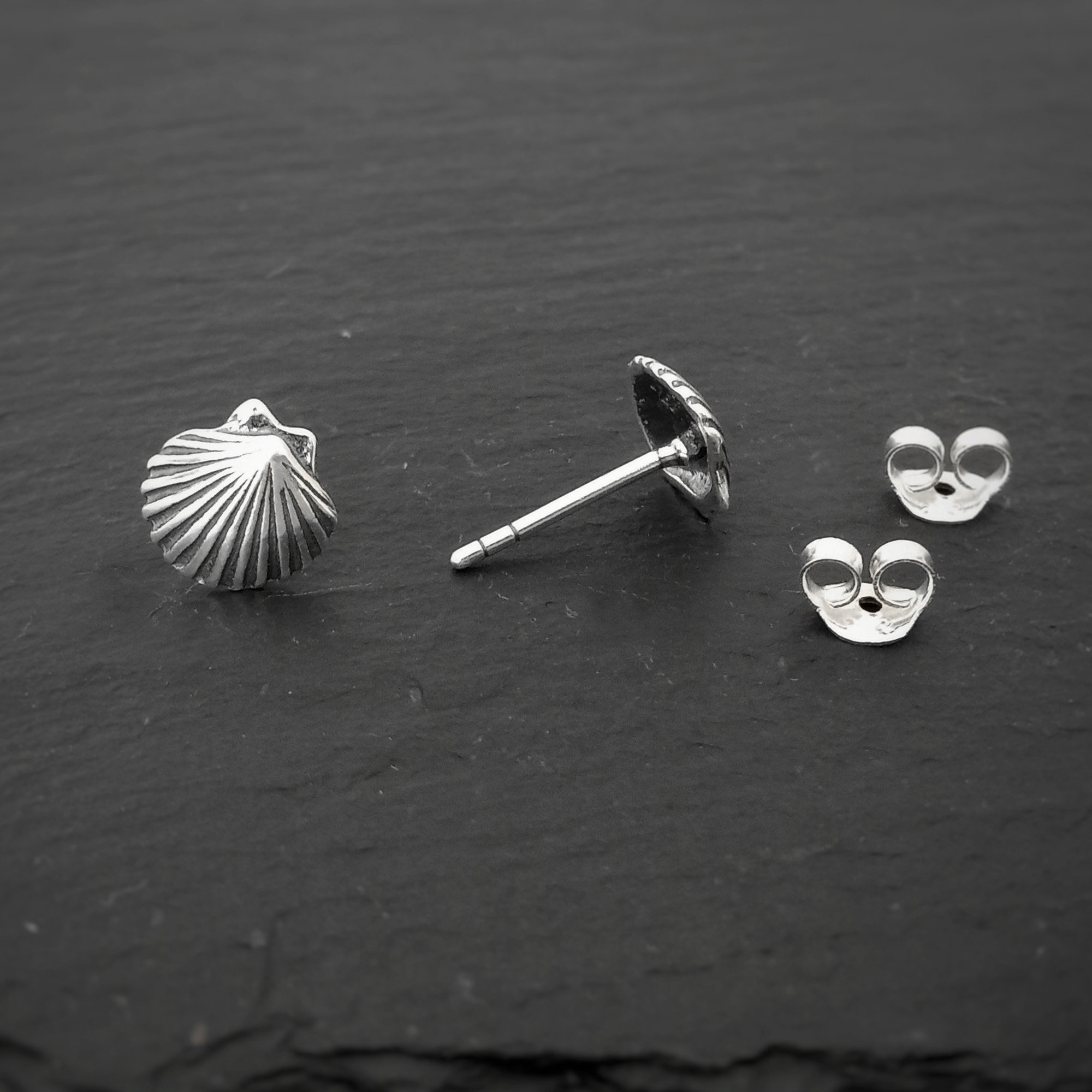 Dainty Sterling Silver Scallop Shell Stud Earrings: Nautical Jewelry - Etsy
