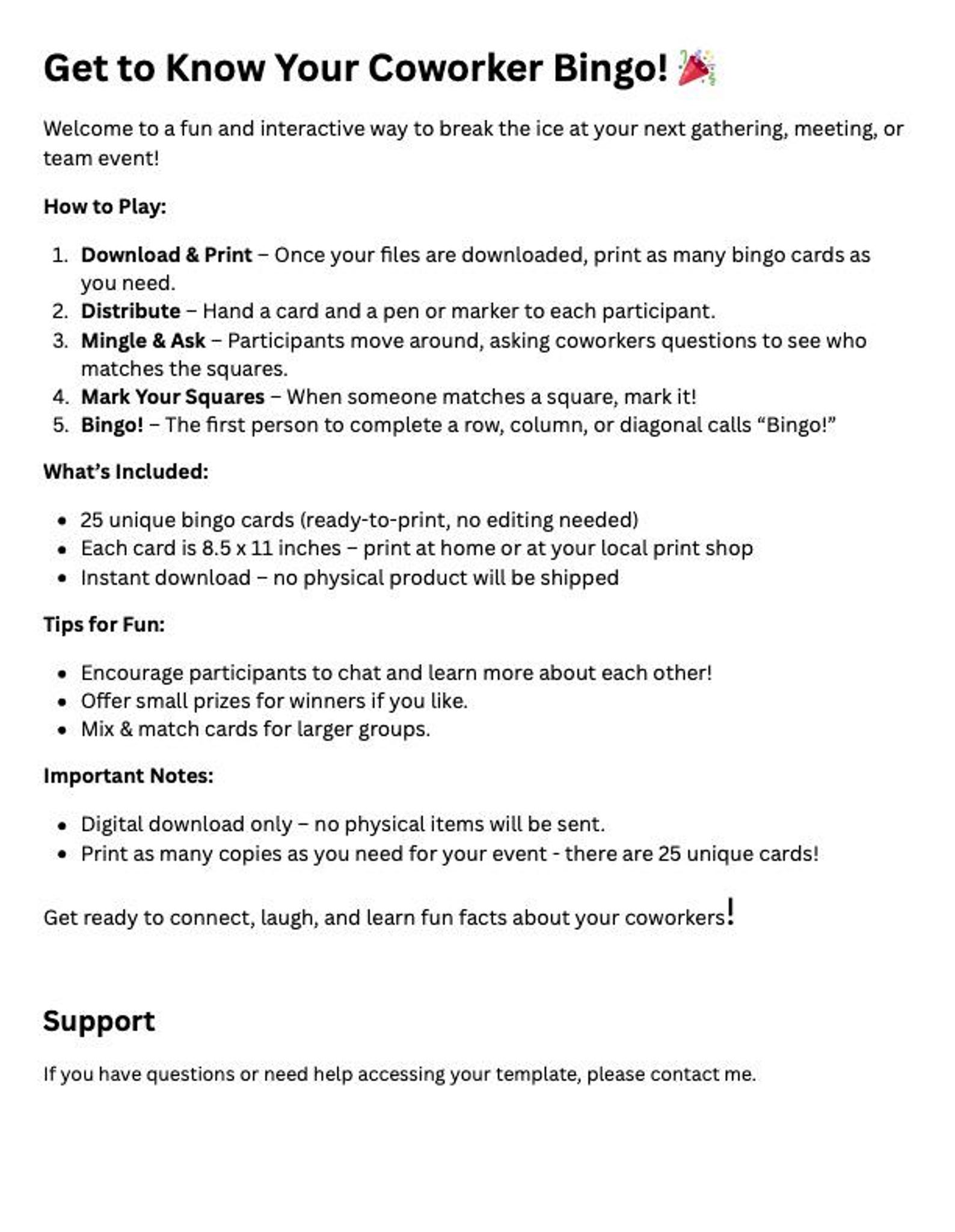 Get to Know Your Co-worker Bingo | Coworker Bingo Game | Team Building ...