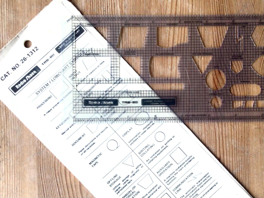 Radio Shack Logic Flowchart Template, TRS-80 Vintage Drafting Tool ...