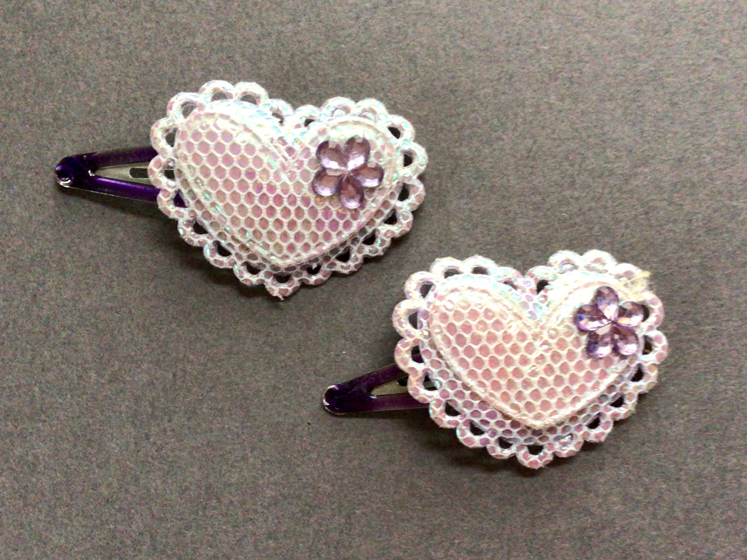 Vintage Hair Clips Set French Heart Clips With Flower 70s - Etsy