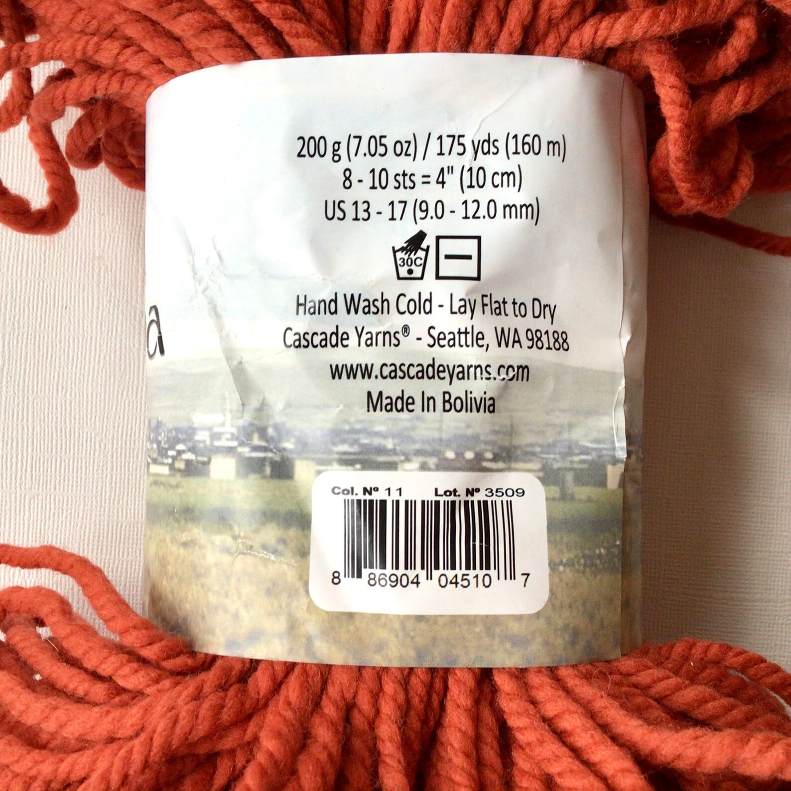 100% Merino Wool Burnt Orange Boliviana Bulky Yarn Cascade - Etsy