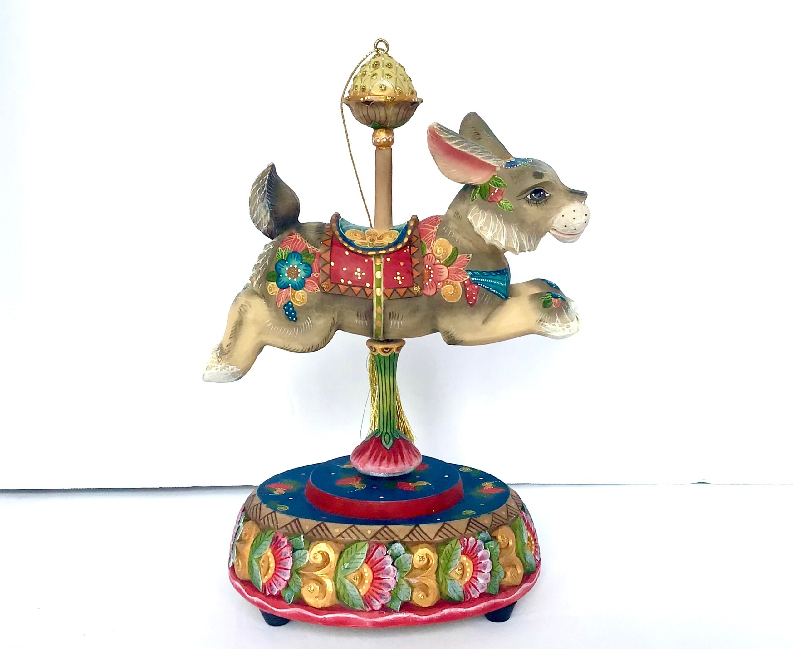 Vintage Music Box Carousel Bunny Limited Ed. Music Box hop - Etsy