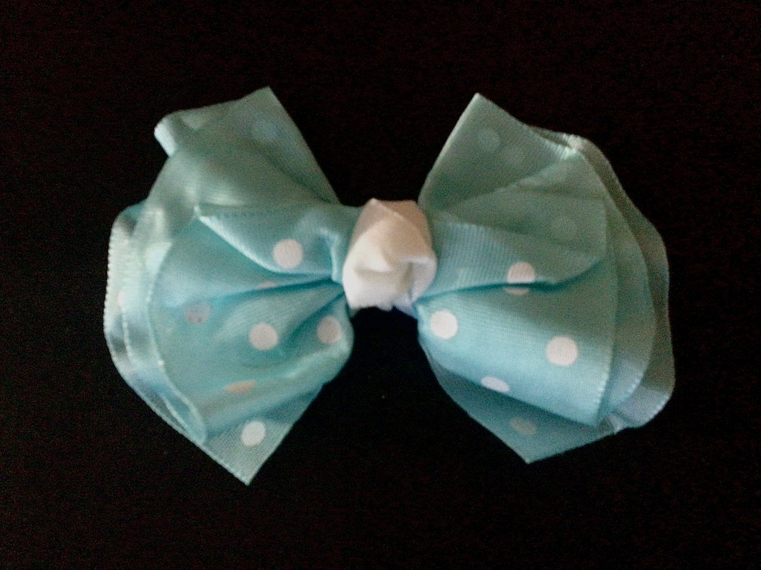 80s Polka Dot Hair Bow Clip, Vintage Fabric Hair Clip, 5" French Hair ...