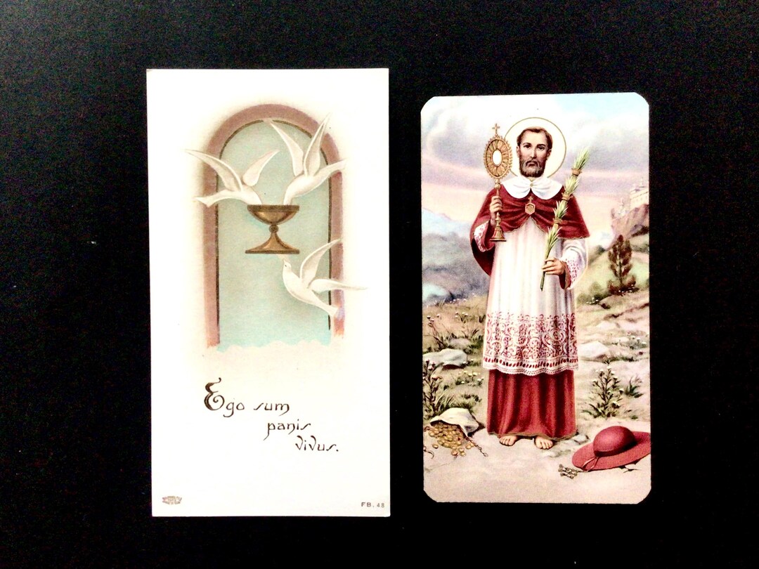 Vintage Prayer Cards: St. Raymond Nonnatus & Eucharist, Printed in ...