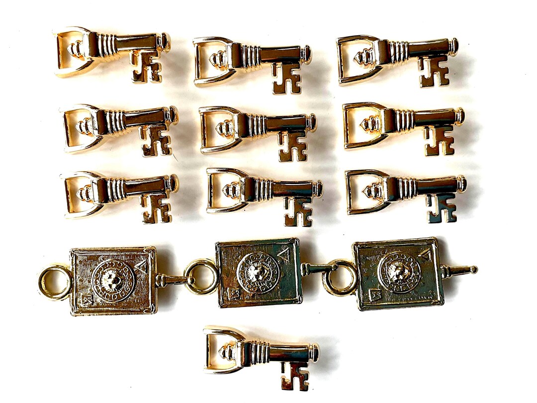 Lot of Small Key Belt Buckles, 1970s Metal Component Prong Buckle ...