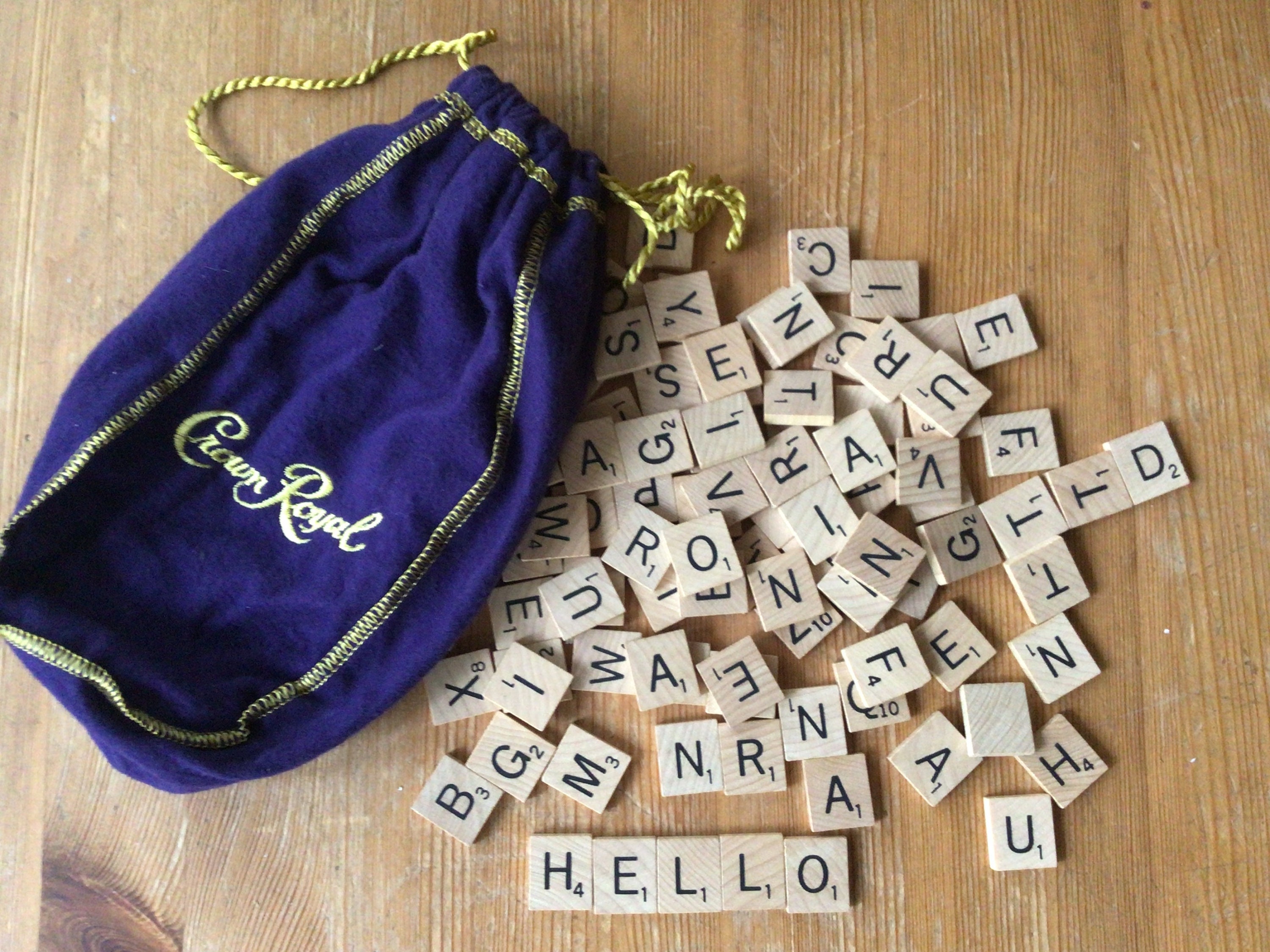 98 Wood Scrabble Tiles And Storage Pouch Wooden Letter Tiles | Etsy