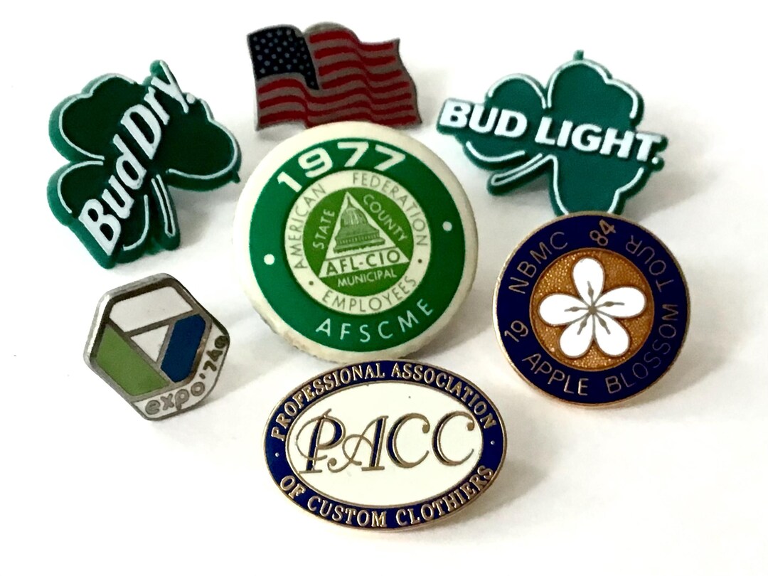Vintage Pin Set, Bud Light, Bud Dry, Labor Union, NBMC ‘84, PACC, Expo ...