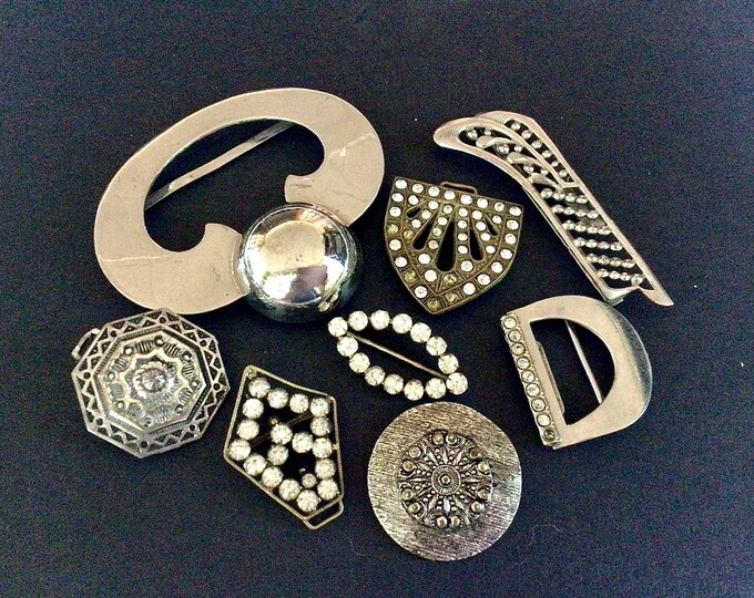 Vintage Belt Buckle Parts, Antique Embellishments, Rhinestone Metal ...
