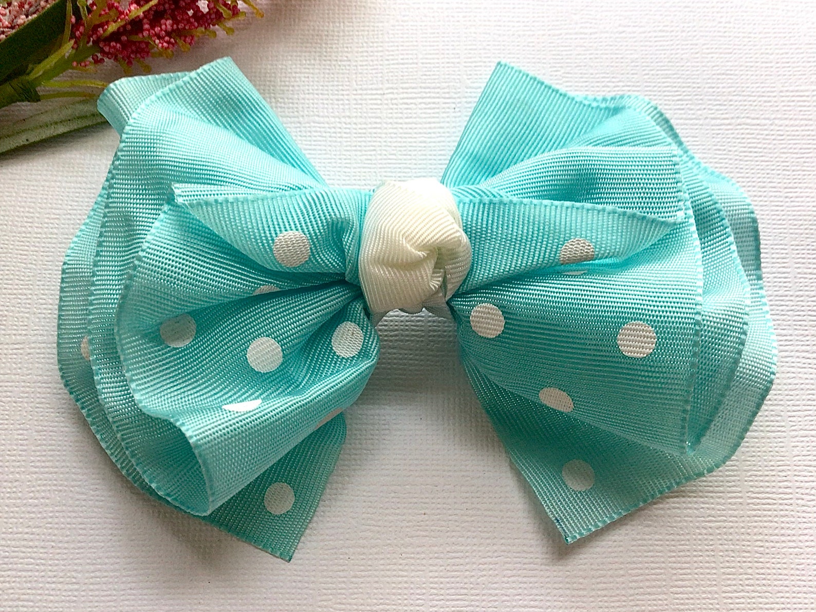 80s Polka Dot Hair Bow Clip Vintage Fabric Hair Clip 5 - Etsy
